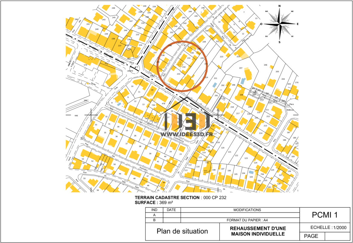 Dessinateur plan de situation PCMI 01 ou DP1 en ligne avec Idées 3D